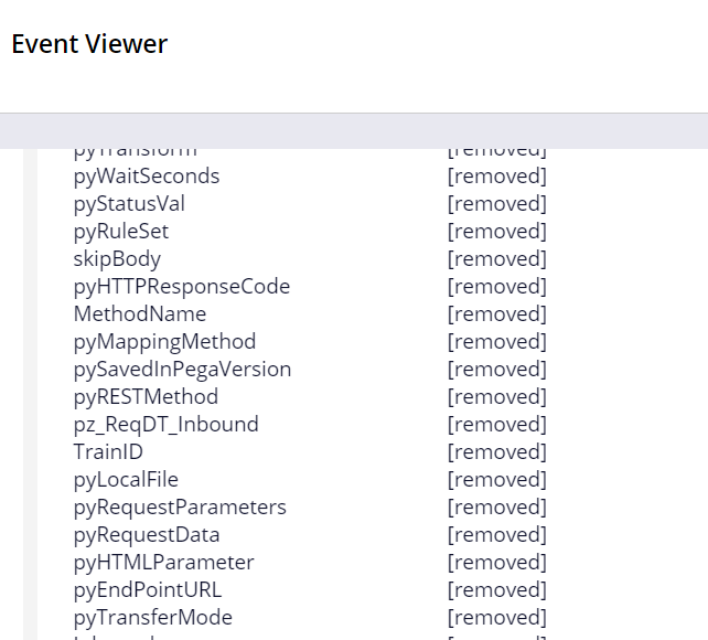 PDC Event parameter page shows removed | Support Center